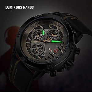 NAVIFORCE Sport Military Watches for Men Waterproof Watch Analog Quartz Leather Band Date Calendar Clock Wristwatch