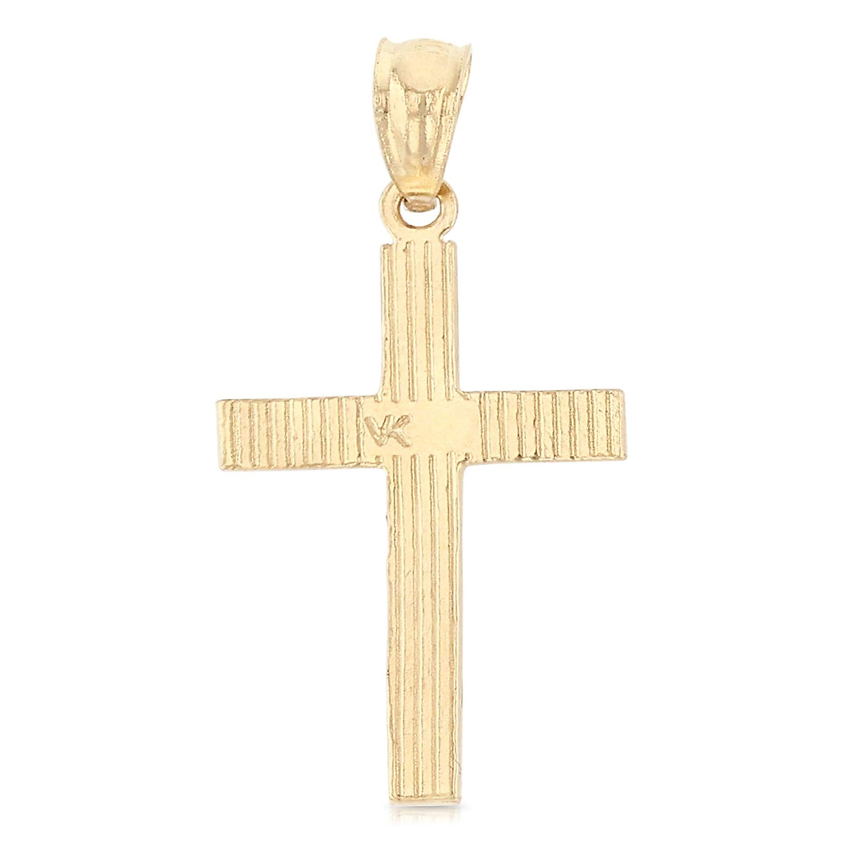 Ioka - 14K Yellow Gold Small Cross Pendant Religious Charm Thin Pendant For Necklace or Chain