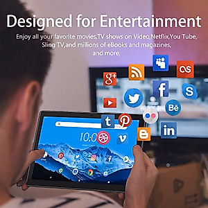 SANNUO 10 inch Android 11 Tablet pc, 3GB RAM, 32GB ROM, 128GB Expand Support, 1.6Ghz, 2.5D IPS Display, 8MP Camera,WiFi,G+G, Include Tablet Leather Case(Black)