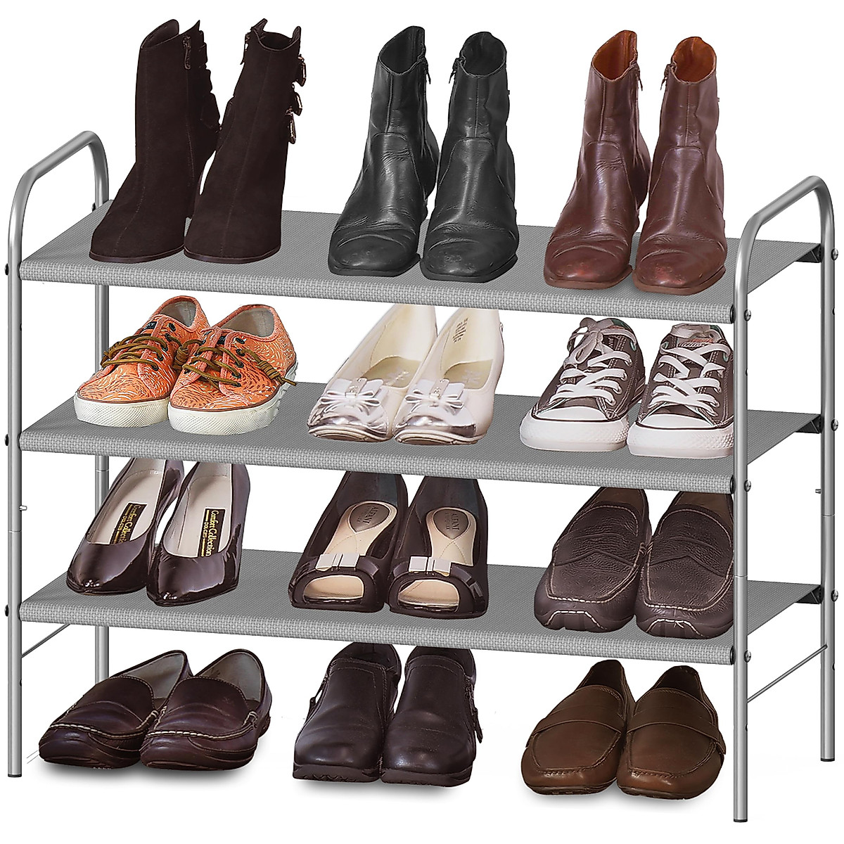 Simple Houseware 3-Tier Shoe Rack Storage Organizer, Grey