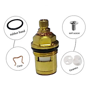 Faucet Cartridge, Brass Ceramic Faucet Stem Disc Cartridge Replacement Quarter Turn G1/2" 41MM Faucet Valves for Bathroom Kitchen Tap (Anti-clockwise)