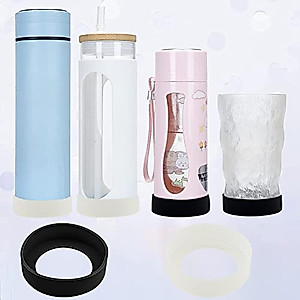 10 Pack 65mm Silicone Coasters Rubber Bottoms Tumblers Sleeve Water Bottle Bumpers Insulation Mat Non-Slip Cup Mug Coaster (Black + White)