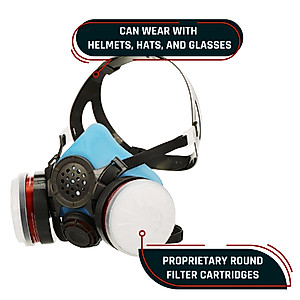 T-60 Half Face Respirator – ASTM Tested – Organic Vapor & Particulate Filtration – Paint Application, Woodworking, & Other Work Protection