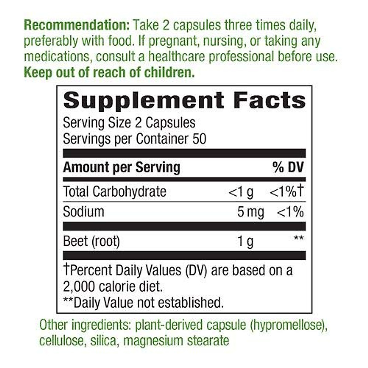 Nature's Way Beet Root 1000 mg, 100 Vegetarian Capsules, Pack of 2