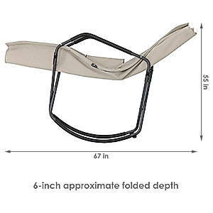 Sunnydaze Rocking Chaise Lounge Chair with Headrest Pillow, Outdoor Folding Patio Lounger, Beige, Set of 2