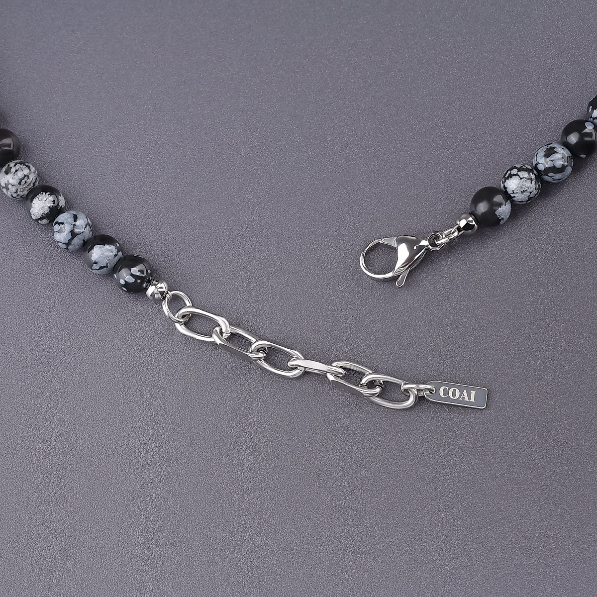 COAI Womens Mens Cross Snowflake Obsidian Necklace