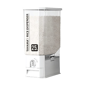 TAYAMA 55 lbs. Capacity Rice Dispenser Grain Storage Container,White