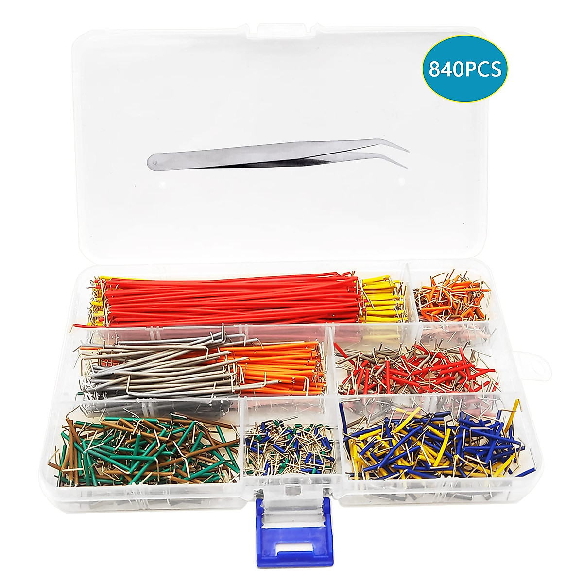 Minidodoca 840 Pcs Breadboard Jumper Wire Cables for Arduino, 14 Values, 2 mm/0.08"-125 mm/4.92" U-Shape Magnetic Jumper Wires Assortment kit & 20Pcs 20cm/8 inch Length Dupont Cable Assorted Kit