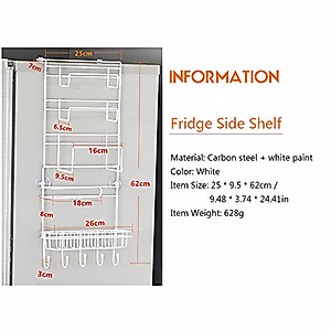 Ritioner Refrigerator Rack, Fridge Side Shelf Multi-Layer Sidewall Holder, Multifunctional Kitchen Supplies Organizer Household Hanging Hook Folding Fridge Storage for Narrow Spaces by Everyday Home