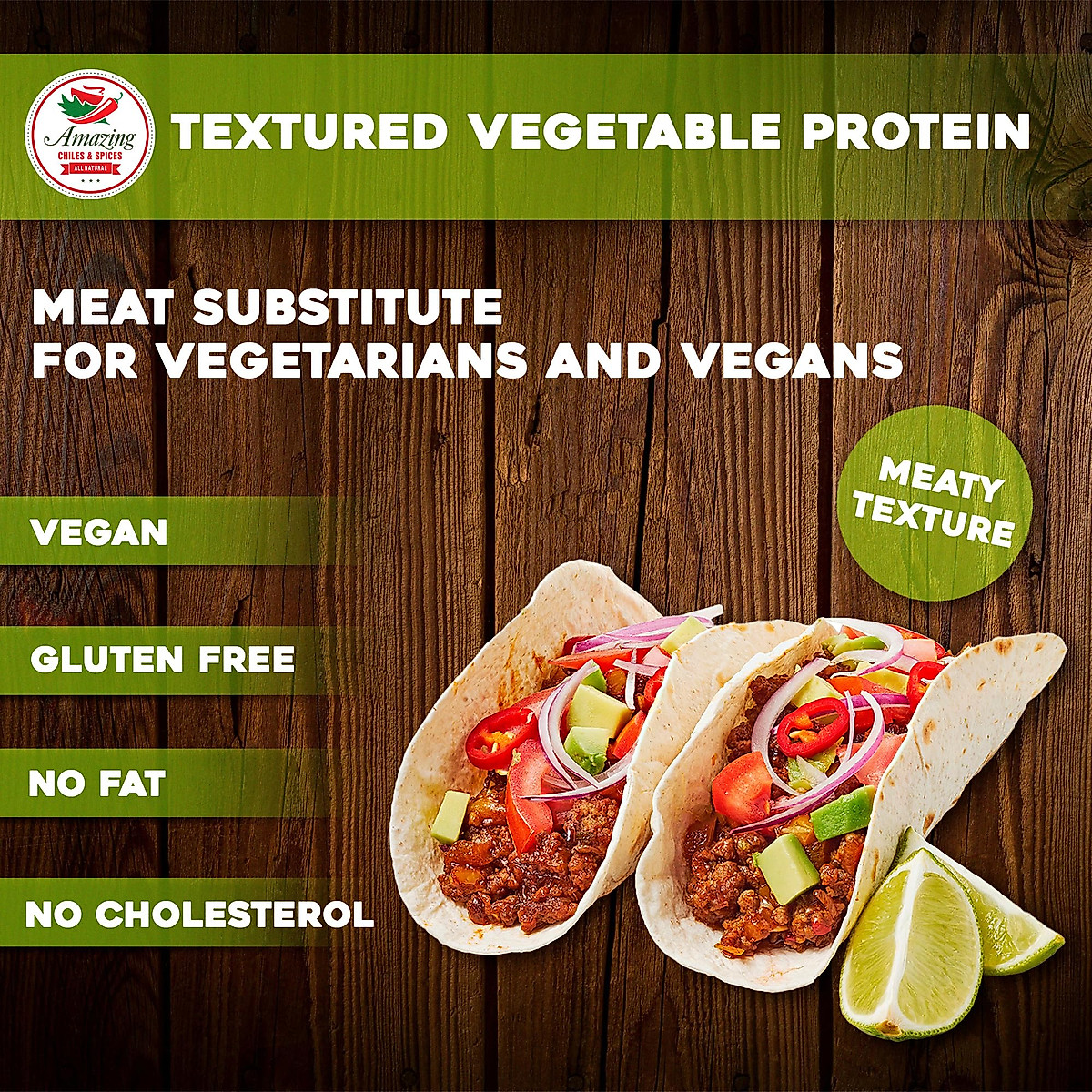 Textured Vegetable Protein (TVP), Unflavored, 1 lb. Bag, Natural Plant Based Vegan Protein Chunks, Non-GMO and Gluten Free Crumbles, Cholesterol Free by Amazing Chiles