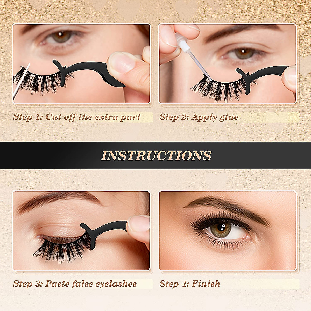 ONAFI False Eyelashes Mink Lashes Fake Natural Look Eyelashes Fluffy Long Wispy Eyelash [12 Pairs Pack-3 Styles]