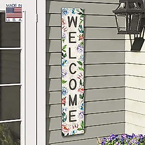 My Word! Welcome Spring Flowers & Butterflies Porch Sign - Engineered Wood, 8x46.5in, Farmhouse Style