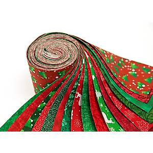 17 Pcs Fabric Strips Cute, Beautiful 100% Cotton Fabric Quilting Strips, Width 2.5 inch Length 42 inche, Gifts Christmas Basics Red and Green Blenders Jelly Roll, DIY Blankets