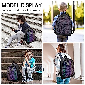 JMSBMQSE Backpacks Holographic Reflective Bag Bags Irredescent Rucksack Rainbow Fashion dazzle color geometric backpack. Creative personality backpack. Street fashion sports backpack.