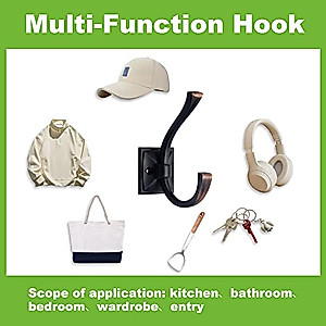 TUNNY 5 Pack Antique Design Wall Hanging Coat Hooks - Matte Black Coat Hooks Towel Hook for Entry Shoe Cabinet, Wardrobe Bathroom Bedroom Furniture Hardware