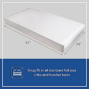 Sealy Baby Cool Comfort Breathable Waterproof 2 Stage Crib Mattress plus Toddler Bed Fit, Cooling Foam, Airy Cotton Cover, GREENGUARD Gold Certified, Safety & Quality Tested, Made in USA, 52'X28'