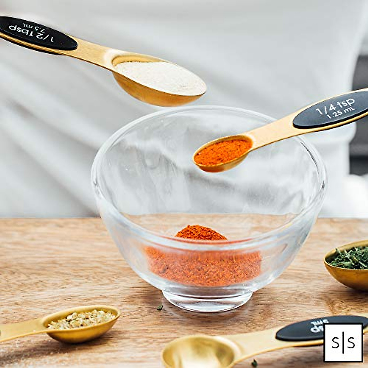 Magnetic Measuring Spoons Set - Stainless Steel Measuring Spoons - Magnetic Measuring Spoon Set, Gold Measuring Spoons Magnetic, Cute Measuring Spoons for Cooking & Baking