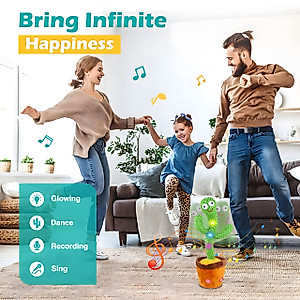 Baby Toys Dancing Talking Cactus for Boys Girls,Dancing Singing Talking Recording Mimic Repeating What You Say Cactus Toy with 120 English Songs Electronic Light Up Plush Cactus Give for Kids Gifts