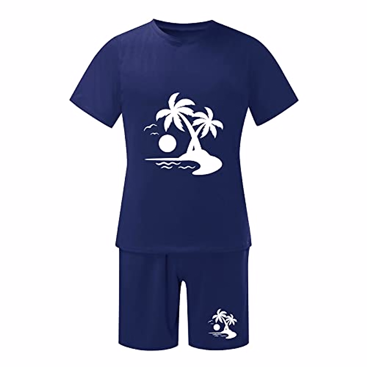 EELHOE Men Cool Tshirts For Men Mens Mens 2 Piece Outfits Summer Lightweight Classic-Fit Short Sleeve Shirts and Printed Shorts Breathable Sportswear And Me Outfits 70s Outfits Bride