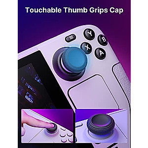 JSAUX Skin Stickers Set for Steam Deck/Steam Deck OLED, Vinyl Skin Decal Sticker, Anti-Slip Grip Sticker, Touchpad Stickers, Thumb Grip Caps, Protective Full Wrap Sticker for Steam Deck-White