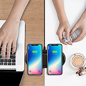 2 in 1 30W Fast Wireless Charger, Wireless Charging Pad, Dual 15W Wireless Charging Station for Samsung iPhone AirPods Type C Cable Included, Black