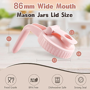 2 Pack Wide Mouth Mason Jar Lids V-Shaped with Handle, Mason Jar Pour Spout Lid with Extended Flip Lid Easy to Open, Airtight Leak Proof and Durable