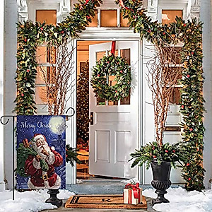 Merry Christmas Flag - 1 Set Santa Claus Double-Sided Burlap Garden Flag for Holiday Sign Banner for Outdoor Decoration 12 x 18 inches