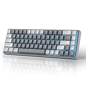 MageGee 60% Mechanical Gaming Keyboard, 68 Keys Hot-Swappable Compact Blue LED Backlit Gaming Keyboard, SKY68 Wired Ergonomic Mini Office Keyboard for Windows PC Gamer (Red Switch, White & Gray)