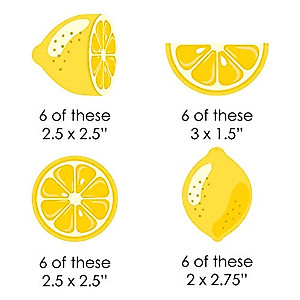 So Fresh - Lemon - Paper Straw Decor - Citrus Lemonade Party Striped Decorative Straws - Set of 24