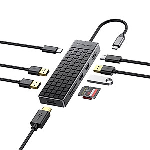 Yottamaster USB C Hub Hdmi Adapter, 9 in 1 USB C Hub Multiport Adapter with HDMI, USB A 3.0, USB C 3.0, SD/TF Card Reader, 100W PD, Compatible with Type C Laptop Devices
