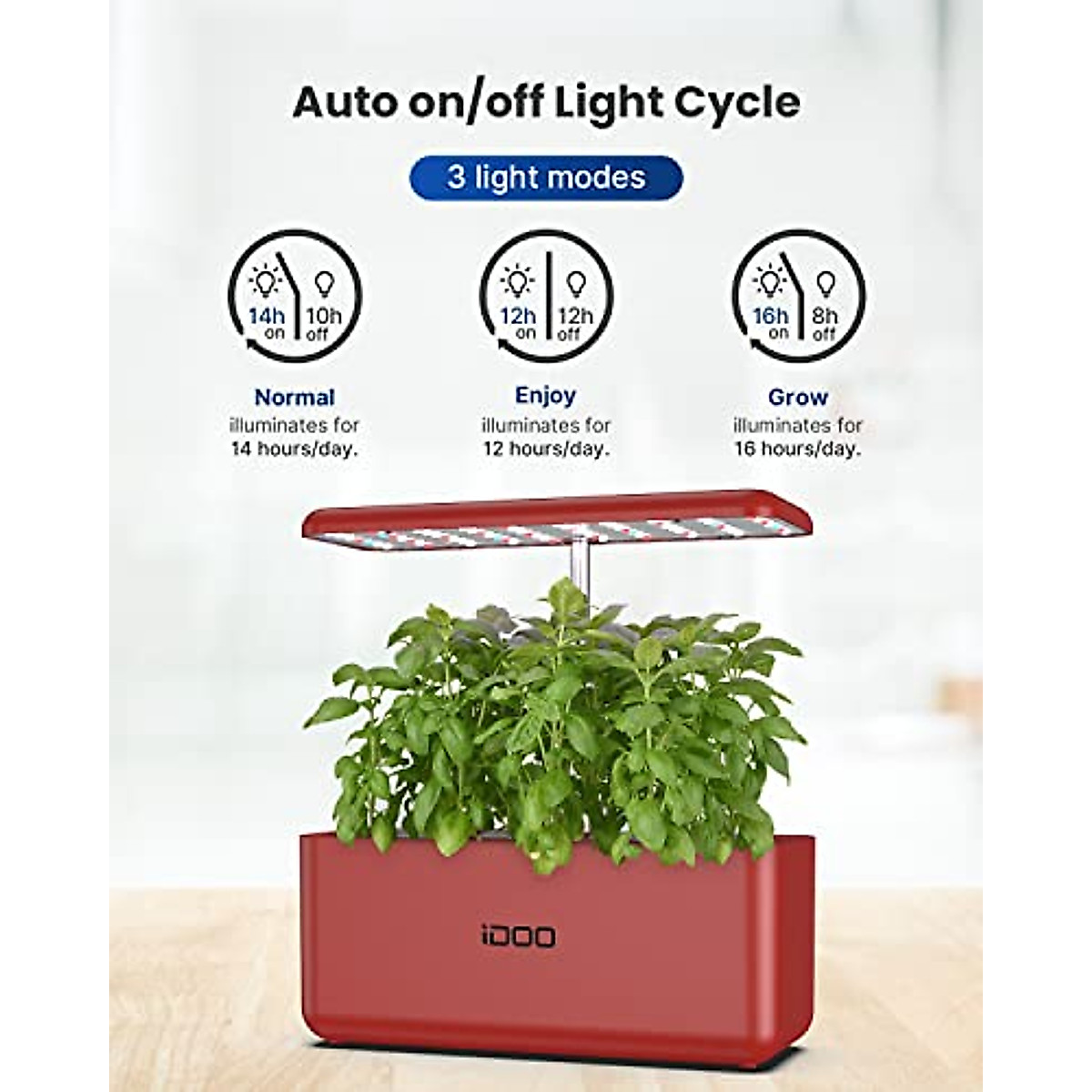 iDOO Hydroponics Growing System, Indoor Herb Garden Starter Kit with LED Grow Light, Smart Garden Planter for Home Kitchen, Automatic Timer Germination Kit
