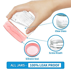 GULFLIN 12 Pack Glass Jars with Screw Lids for Overnight Oats Snacks Candle Canning Spice Wide Mouth Leak-proof Storage Containers Airtight - Reusable Stackable Kitchen Canisters Set