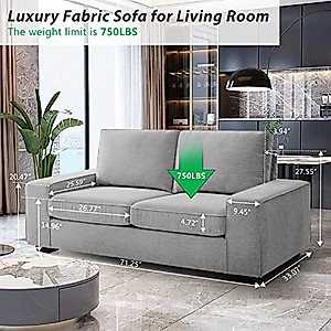 ABAKAN 71.25" Modern Sofas Couches for Small Space,Chenille Living Room Sofa Loveseat with Metal, Solid Wood, High Density Cotton, Removable Back Cushion and Seat Cushion(Grey)