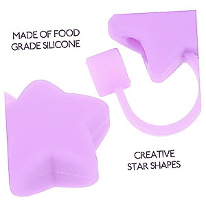 TENDYCOCO 3pcs Soft Rubber Straw Stopper Silicone Straw Tips Cover Straw Covers Cap Rubber Straws Tips Lovely Straws Tip Straw Tips Lid Purple Protective Cover -