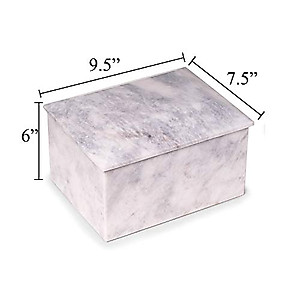 Deering Moments Marble Cremation Memorial Urn for Human Ashes Adult Size (White)