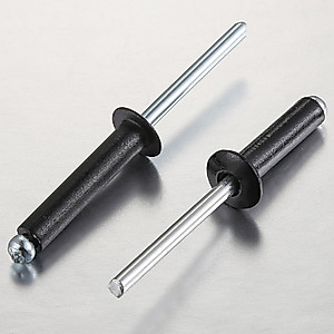 Wensilon (300Pcs) 3/16"x3/8" Black Aluminum blind pro Rivets,Aluminum Grip and Steel Mandrel