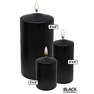 Hyoola Black Pillar Candles 2x4 Inch - 4 Pack Unscented Pillar Candles - European Made