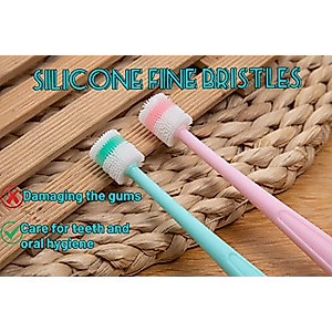 Emmeliestella Small dog & Cat Toothbrush 360 Degree Soft Silicone, Cat Dental Care, Pet Toothbrush, Oral Hygiene, Easy to Handle, Deep Clean, Independent Packaging, light sky blue & light pink (3 PCS)