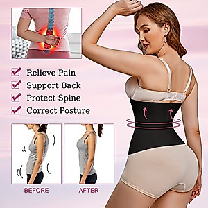 MICOHPKLE Waist Trainer for Women Corset Waist Cincher Tummy Control Bustier Shapewear Slim Body Shaper Workout Girdle (Large, Black)