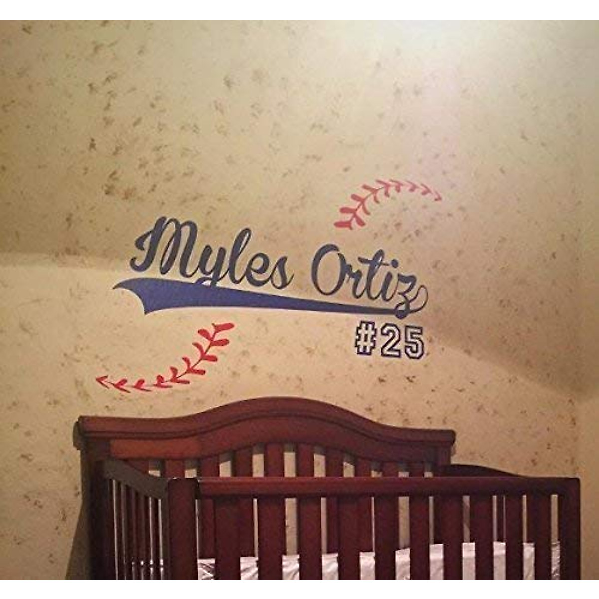 Custom Name Added to Baseball Vinyl Wall Decal Baseball Theme Personalized Removable Sticker Perfect for Above Bed Sports Room