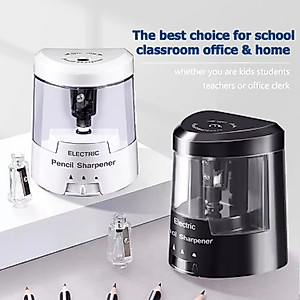 Zankocat Electric Pencil Sharpener, Battery (Not Included) USB Powered Small Portable for NO.2 and Colored Pencils, Automatic and Durable for Classroom, Home, Office, 3 Different Sharpness Options (White)