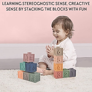 UNIQUE KIDS 12 PCS Playful Learning Alphabetical Sort & Stack Developmental Baby Soft Stacking Blocks Bath Toys | Engaging Education for Toddlers and Babies 6 Months +
