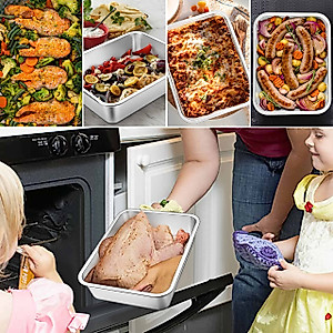 Homikit Lasagna Baking Pan, 9 x 13 Inches Stainless Steel Deep Baking Dish, Large Metal Roasting Tray Pan for Oven Toasting Turkey Cooking Casserole, Rust free & Heavy Duty, Nonstick & Dishwasher Safe