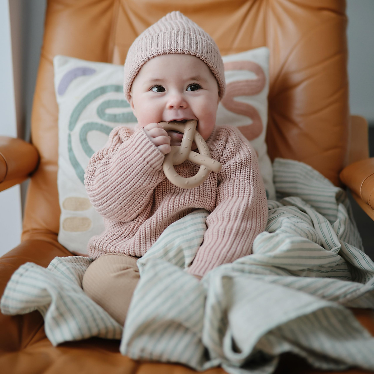 mushie Silicone Baby Teether Toy | Pretzel