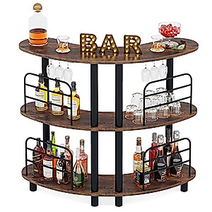 LITTLE TREE Bar Table Bat Cabinet, 47.24" L ×11.81" W × 41.73" H, Rustic Brown