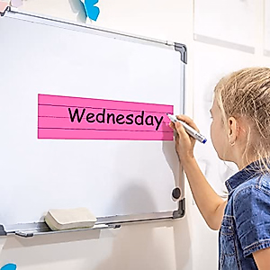 5 Pack Magnetic Sentence Strips, 24 x 3 Inch, Magnetic Dry Erase Sentence Strips, Lined Magnetic Strips, Reusable Classroom Learning Tool for Whiteboard Learning Teacher (Multi Color)