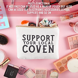 Saintrygo 6 Pcs Witchy Gifts Halloween Tarot Makeup Bag Witch Stuff Tarot Cards Phase Bag Crystals Toiletry Witch Bag Aesthetic Moon Canvas Cosmetic Makeup Bag for Witchcraft Lover Women Witch Coven