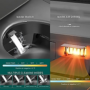 Premium Square Smart Toilet - Auto Open/Close Lid, Heated Bidet Seat, Modern Toilet Bidet Combo with Auto Flush, Warm Water, Dryer, One-Piece Tankless Toilet with Remote control