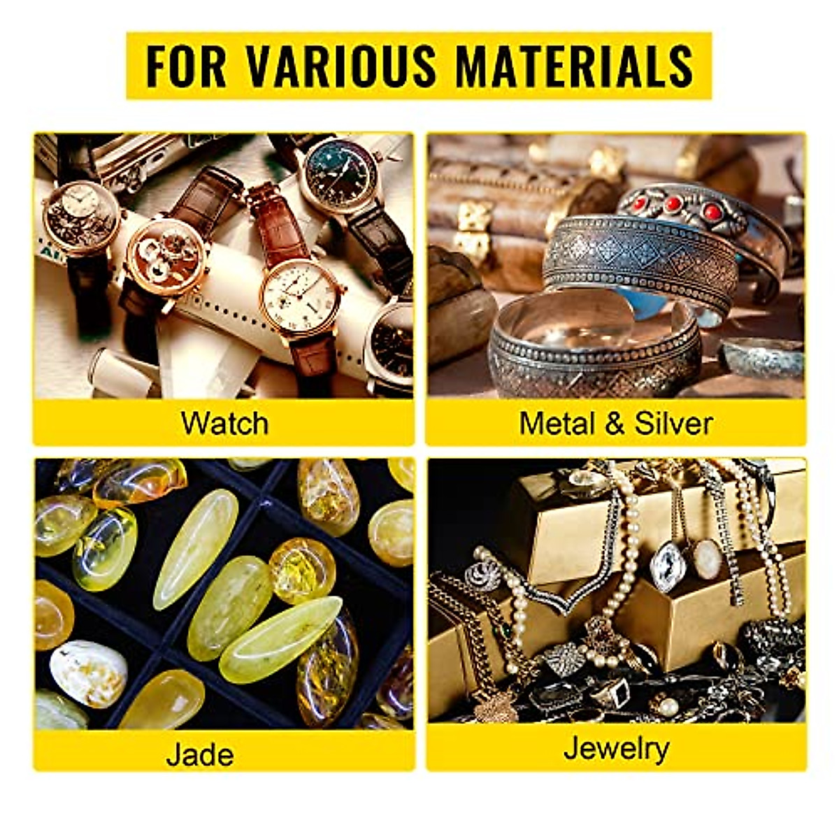 VEVOR Bench Buffer Polisher, 8 inch Buffing Machine 370W Motor with 3600 RPM, Heavy Duty Benchtop Lathe Polishing Machine for Jewelry, Wood, Silver, Amber, Metal, Jade