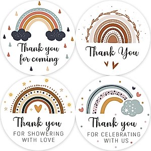 80 Baby Shower Thank You Stickers, Rainbow Birthday Party Favor Labels, Rainbow Themed Bridal Shower Wedding Favor Decorations